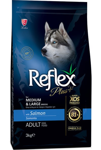 Reflex Plus Orta Büyük Irk Somonlu Yetişkin Köpek Maması 3 kg Reflex Plus Orta Büyük Irk Somonlu Yetişkin Köpek Maması 3 kg