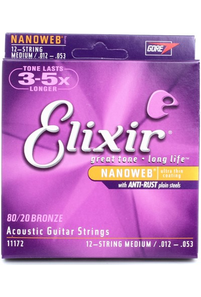 Elixir 11172 Nanoweb 80/20 Bronze 12 Telli Akustik Gitar Teli (12-53) Elixir 11172 Nanoweb 80/20 Bronze 12 Telli Akustik Gitar Teli (12-53)