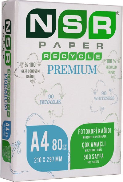 Nsr Paper A4 Premium Geri Dönüştürülmüş Fotokopi Kağıdı 80 Gram 500 Sayfa Nsr Paper A4 Premium Geri Dönüştürülmüş Fotokopi Kağıdı 80 Gram 500 Sayfa