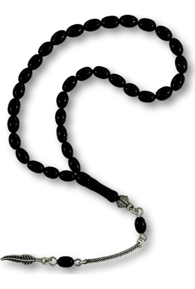 AbbasShop Gümüş Püsküllü Arpa Kesim Erzurum Oltu Taşı Tesbih AbbasShop Gümüş Püsküllü Arpa Kesim Erzurum Oltu Taşı Tesbih