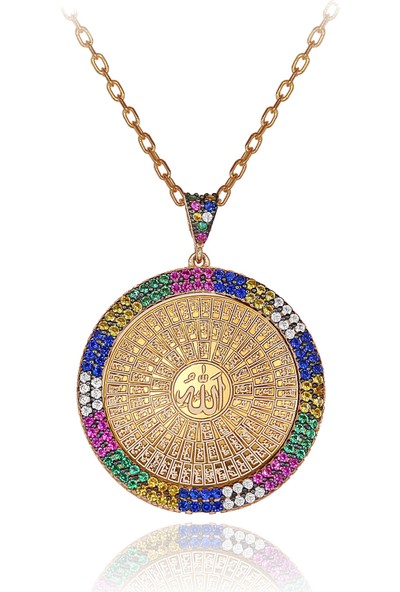 Takı Boom Renkli Taşlı Allahın 99 Ismi Esmaül Hüsna Gümüş Kolye Takı Boom Renkli Taşlı Allahın 99 Ismi Esmaül Hüsna Gümüş Kolye