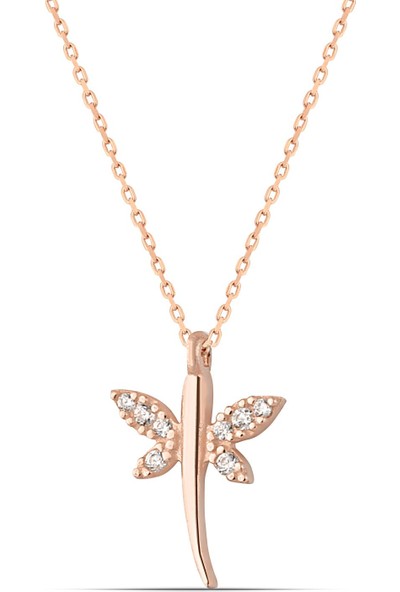 Herisson Silver Kadın 925 Ayar Gümüş Zirkon Beyaz Taşlı Yusufçuk Kolye