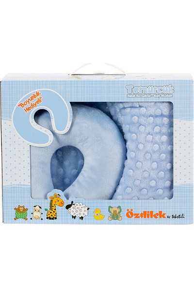 Özdilek Tomurcuk Boyun Yastıklı Bebek Battaniyesi Mavi 90X110