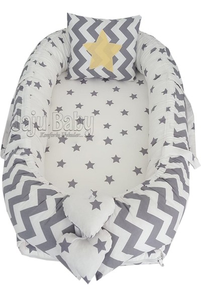 Jaju Babynest Gri Zigzaglı Yıldızlı Lüx Babynest Jaju Babynest Gri Zigzaglı Yıldızlı Lüx Babynest