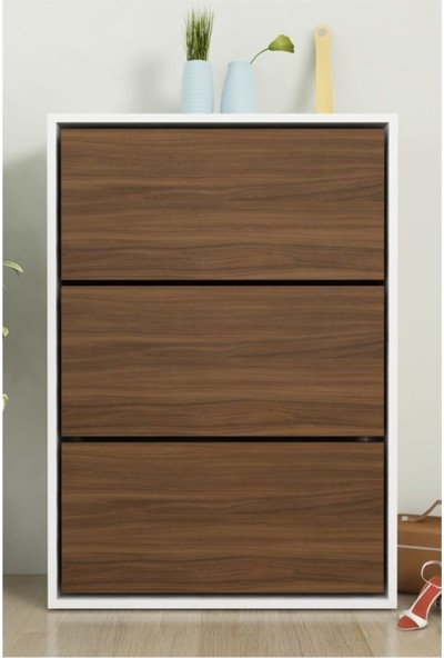 Moonlife 3 Kapaklı Kayar Raflı Ayakkabılık Ceviz Moonlife 3 Kapaklı Kayar Raflı Ayakkabılık Ceviz