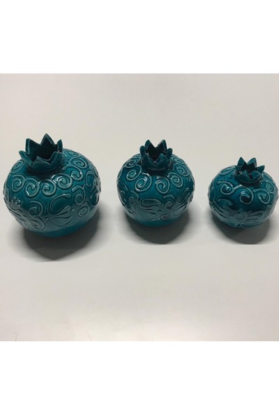 Kütahya Çini Takı Turkuaz Çini Nar Takımı