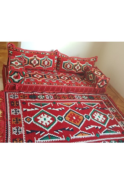 Coton Kafkas Desenli Şark Köşesi Minderi Ikili Sedir 120 * 200 cm Kilim Takımı Sünger Dahil Coton Kafkas Desenli Şark Köşesi Minderi Ikili Sedir 120 * 200 cm Kilim Takımı Sünger Dahil