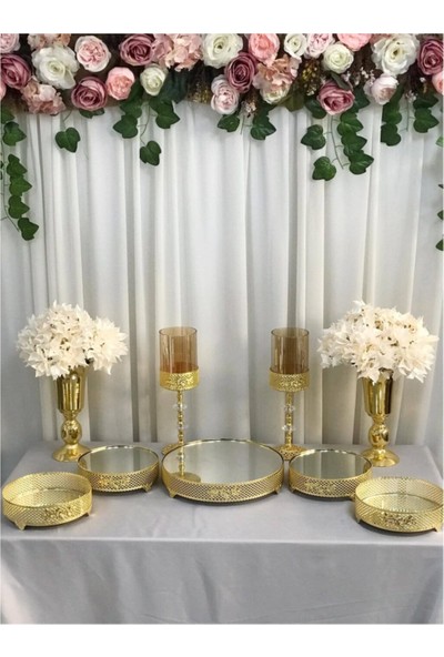 Almila Home Söz Nişan Gold Asya Sunum Masası Seti Jardinyer Şamdan Metal Vazo Tepsi Full Organizasyon Takımı Almila Home Söz Nişan Gold Asya Sunum Masası Seti Jardinyer Şamdan Metal Vazo Tepsi Full Organizasyon Takımı