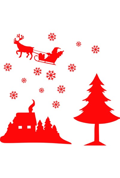 MIGNATIS - Gökyüzünde Gezinen Noel Baba ve Kar Taneleri Yılbaşı Süslemeleri - Kırmızı MIGNATIS - Gökyüzünde Gezinen Noel Baba ve Kar Taneleri Yılbaşı Süslemeleri - Kırmızı