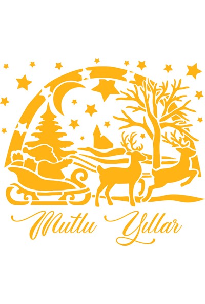 MIGNATIS - Ay ve Yıldızların İçinde Noel Baba ve Mutlu Yıllar Yazısı Yılbaşı Süslemeleri - Sarı MIGNATIS - Ay ve Yıldızların İçinde Noel Baba ve Mutlu Yıllar Yazısı Yılbaşı Süslemeleri - Sarı