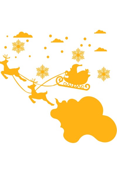 MIGNATIS - Geyikleri İle Gezinen Noel Baba Kar Taneleri ve Mutlu Yıllar Yazısı Yılbaşı Süslemeleri - Sarı MIGNATIS - Geyikleri İle Gezinen Noel Baba Kar Taneleri ve Mutlu Yıllar Yazısı Yılbaşı Süslemeleri - Sarı