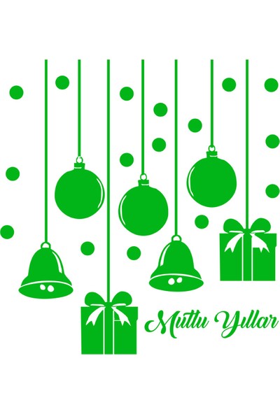 MIGNATIS - Hediye Paketleri Balonlar Kar Taneleri ve Mutlu Yıllar Yazısı Yılbaşı Süslemeleri - Yeşil MIGNATIS - Hediye Paketleri Balonlar Kar Taneleri ve Mutlu Yıllar Yazısı Yılbaşı Süslemeleri - Yeşil