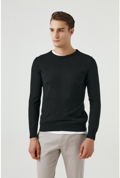 Ds Damat Regular Fit Siyah Bisiklet Yaka Kazak