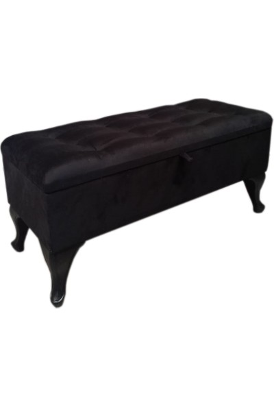 Ertok Sandıklı Puf Koltuk Siyah 90 cm