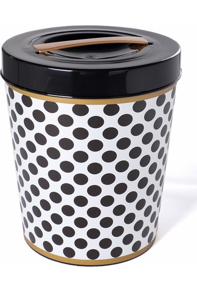MARKAPIA Siyah Desenli Kapaklı Kova Yuvarlak