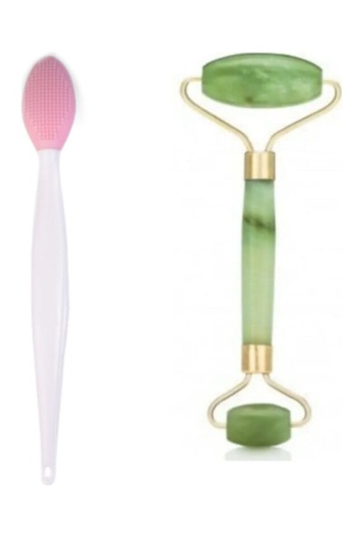 Lusso Cosmetic Siyah Nokta ve Dudak Peeling Fırçası Jade Roller Ikili Paket Lusso Cosmetic Siyah Nokta ve Dudak Peeling Fırçası Jade Roller Ikili Paket