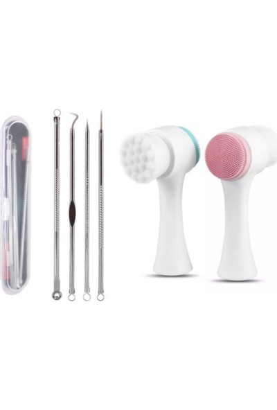 Lusso Cosmetic 4lü Paslanmaz Siyah Nokta ve Akne Temizleyici Komedon + Cilt Temizleme Fırçası Lusso Cosmetic 4lü Paslanmaz Siyah Nokta ve Akne Temizleyici Komedon + Cilt Temizleme Fırçası