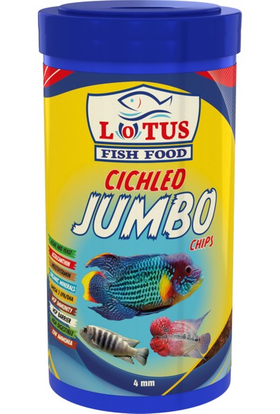Lotus Cichlid Jumbo Chips 250 ml Iri Büyük Protein Balık Yemi Lotus Cichlid Jumbo Chips 250 ml Iri Büyük Protein Balık Yemi