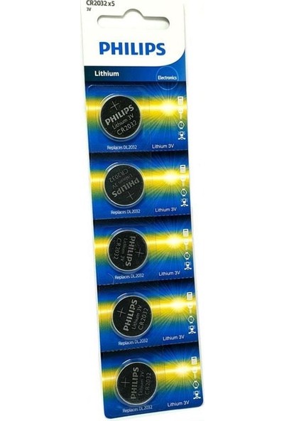 Philips CR2032 3 Volt Lithium Pil 5 Adet Philips CR2032 3 Volt Lithium Pil 5 Adet