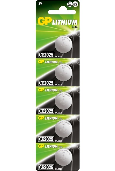 Gp CR-2025 3 Volt Lityum Pil 5'li Paket Gp CR-2025 3 Volt Lityum Pil 5'li Paket