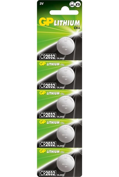 Gp CR-2032 Lityum 3 Volt Pil 5'li Paket Gp CR-2032 Lityum 3 Volt Pil 5'li Paket