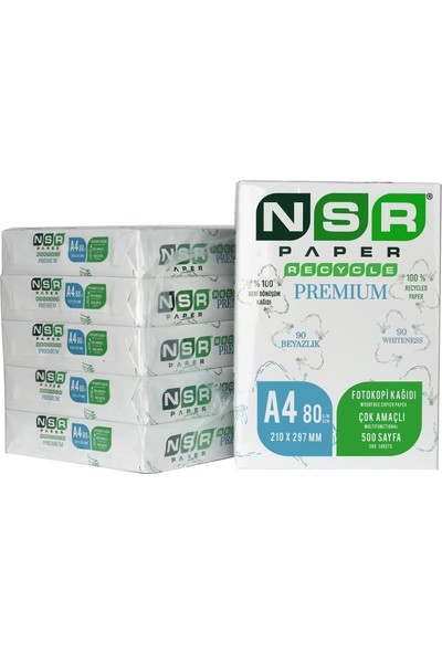 Nsr Paper Premium Geri Dönüştürülmüş A4 Fotokopi Kağıdı 80GR 2500 Sayfa