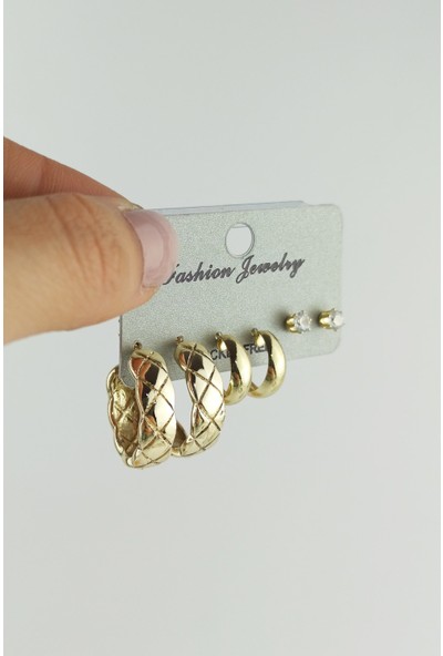 ÇLK Accessories 6 Lı Lazer Kesim Halka Küpe B200