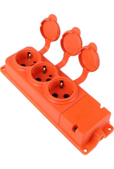 Bylion Monofaze Kauçuk 3'lü Priz Turuncu