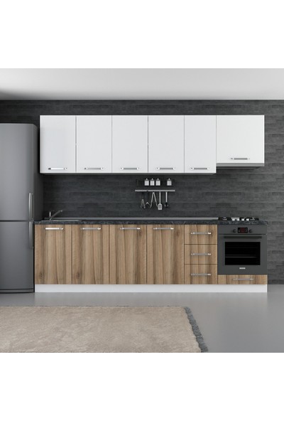 Minar 280 cm Mutfak Dolabı Beyaz Dore 280-D11