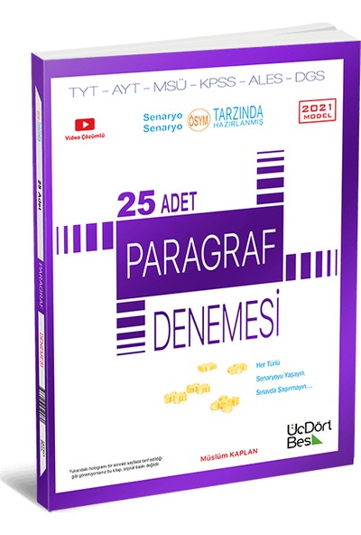 Üçdörtbeş Yayınları 25 Adet Paragraf Denemesi Üçdörtbeş Yayınları 25 Adet Paragraf Denemesi
