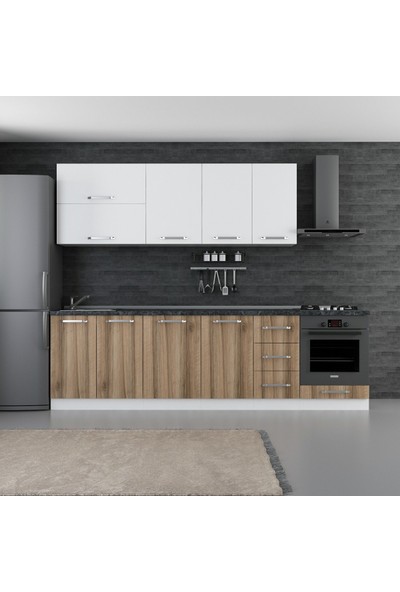 Minar 275 cm Mutfak Dolabı Beyaz Dore 275-D3