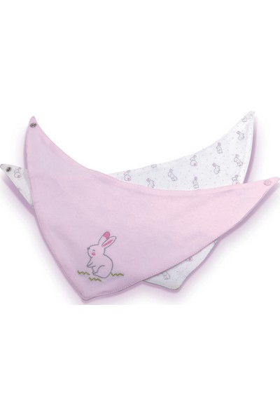 Biorganic Rabbit Girl Kız Bebek 2'li Fular Önlüğü Ekru Pembe Önlük