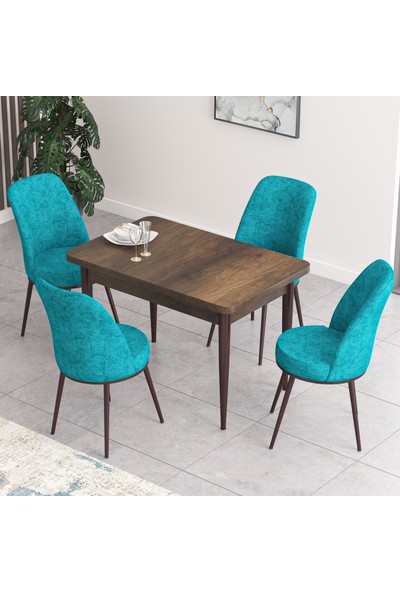 Canisa Concept Nil Serisi Barok Ahşap Desenli Yemek Masası Mutfak Masa Takımı+4 Adet Sandalye