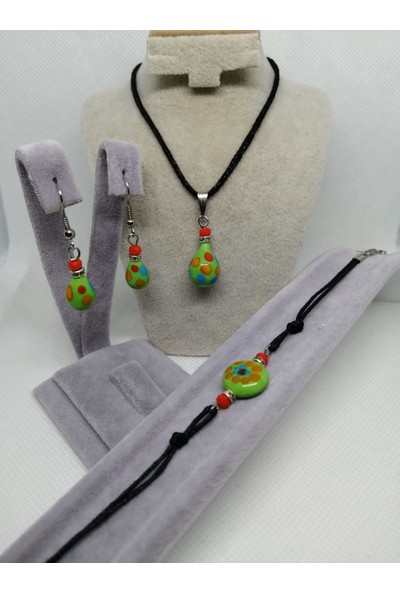 Beyoğlu Hediyelik Murano Cam Kolye Bileklik Küpe Takım Set Beyoğlu Hediyelik Murano Cam Kolye Bileklik Küpe Takım Set