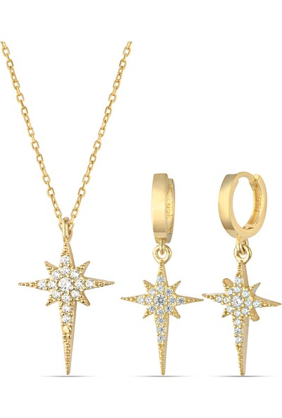 Herisson Silver Kadın 925 Ayar Gümüş Zirkon Beyaz Taşlı Kutup Yıldızı Set HNZRS1435 Herisson Silver Kadın 925 Ayar Gümüş Zirkon Beyaz Taşlı Kutup Yıldızı Set HNZRS1435