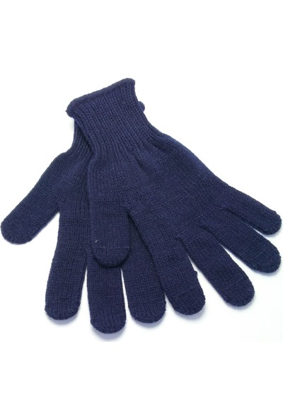 Esin Çocuk Yün Örme Düz Eldiven 240 Lacivert