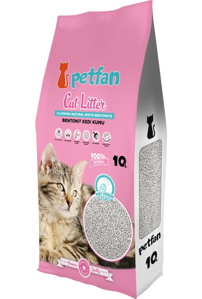 Petfan 10L Bebek Pudrası Kokulu Kedi Kumu