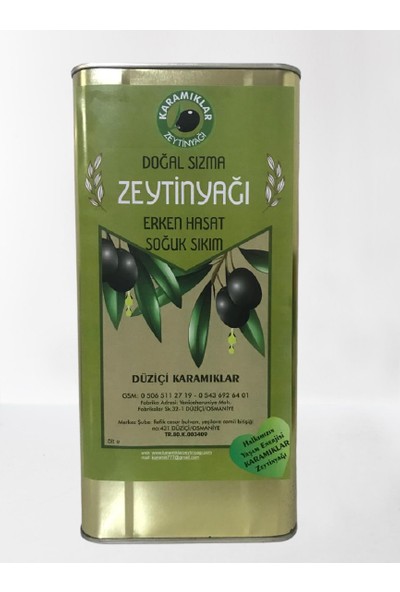 Karamıklar Zeytinyağı Erken Hasat Soğuk Sıkım Sızma Zeytinyağı 5 lt