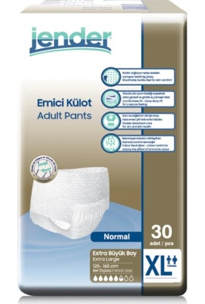Jender Emici Külot Yetişkin Hasta Bezi Xlarge 30 Adet Jender Emici Külot Yetişkin Hasta Bezi Xlarge 30 Adet