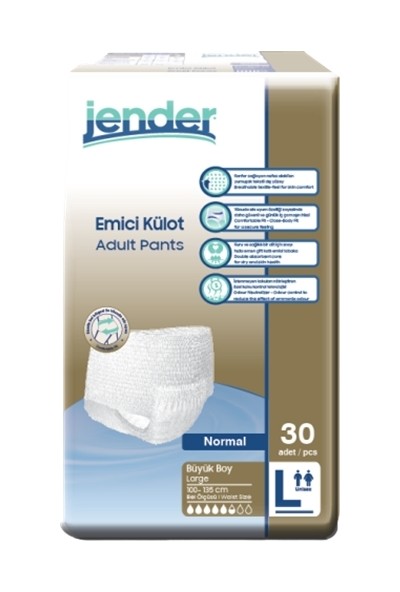 Jender Emici Külot Yetişkin Hasta Bezi Large 30 Adet Jender Emici Külot Yetişkin Hasta Bezi Large 30 Adet