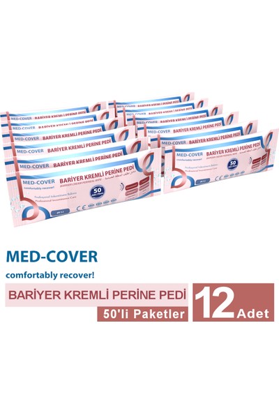 Med-Cover Bariyer Kremli Perine Pedi 50'li - 12 Adet Med-Cover Bariyer Kremli Perine Pedi 50'li - 12 Adet