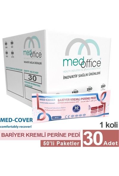 Med-Cover Bariyer Kremli Perine Pedi 50'li - 30 Adet Med-Cover Bariyer Kremli Perine Pedi 50'li - 30 Adet