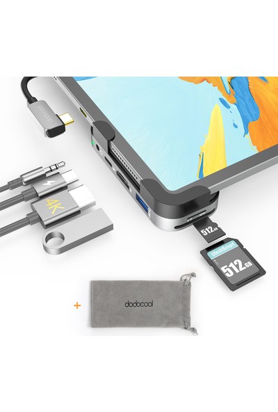 Dodocool DC75 iPad Pro 11 12.9 iPUSB-A 4K HDMI SD 3.5mm 100W PD Hub