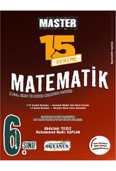 Okyanus Yayınları 6. Sınıf Master 15 Matematik Denemesi Okyanus Yayınları 6. Sınıf Master 15 Matematik Denemesi