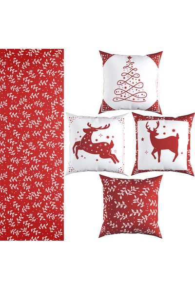 Karnaval Yılbaşı Özel Desen 8 Kırlent ve Runner Seti