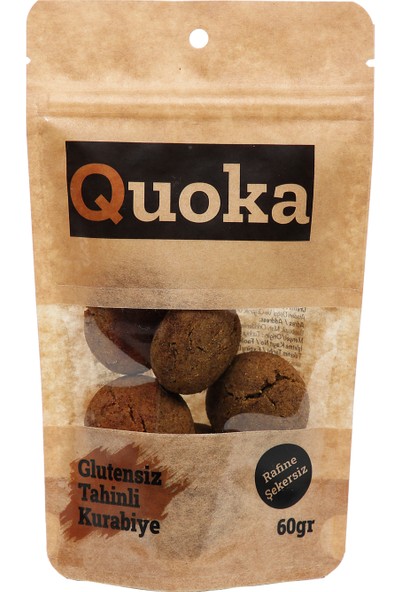 Quoka Glutensiz, Rafine Şekersiz, Tahinli Kurabiye 1 Paket x 60GR Quoka Glutensiz, Rafine Şekersiz, Tahinli Kurabiye 1 Paket x 60GR
