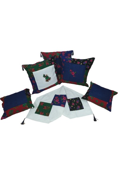 Momsandbabies Otantik Minder-Kırlent Kılıfı ve Runner Masa Örtüsü Takımı