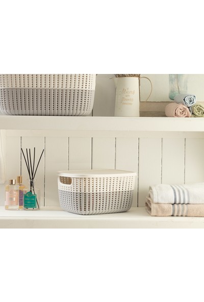 Madame Coco Buckley Kapaklı Sepet 6,8 Lt - Soft Gri Madame Coco Buckley Kapaklı Sepet 6,8 Lt - Soft Gri