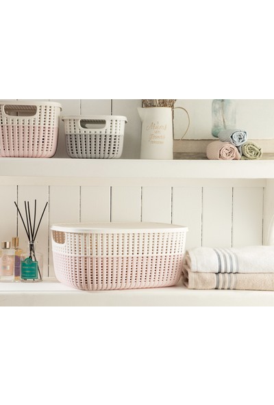 Madame Coco Buckley Kapaklı Sepet 15 Lt - Soft Pudra Madame Coco Buckley Kapaklı Sepet 15 Lt - Soft Pudra