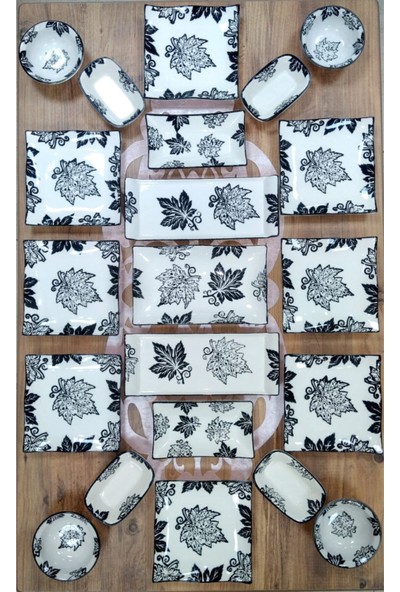 Yiğit Seramik Züccaciye Yaprak Model 8 Kişilik 21 Parça Kahvaltı Takımı YPRKKHV-00021